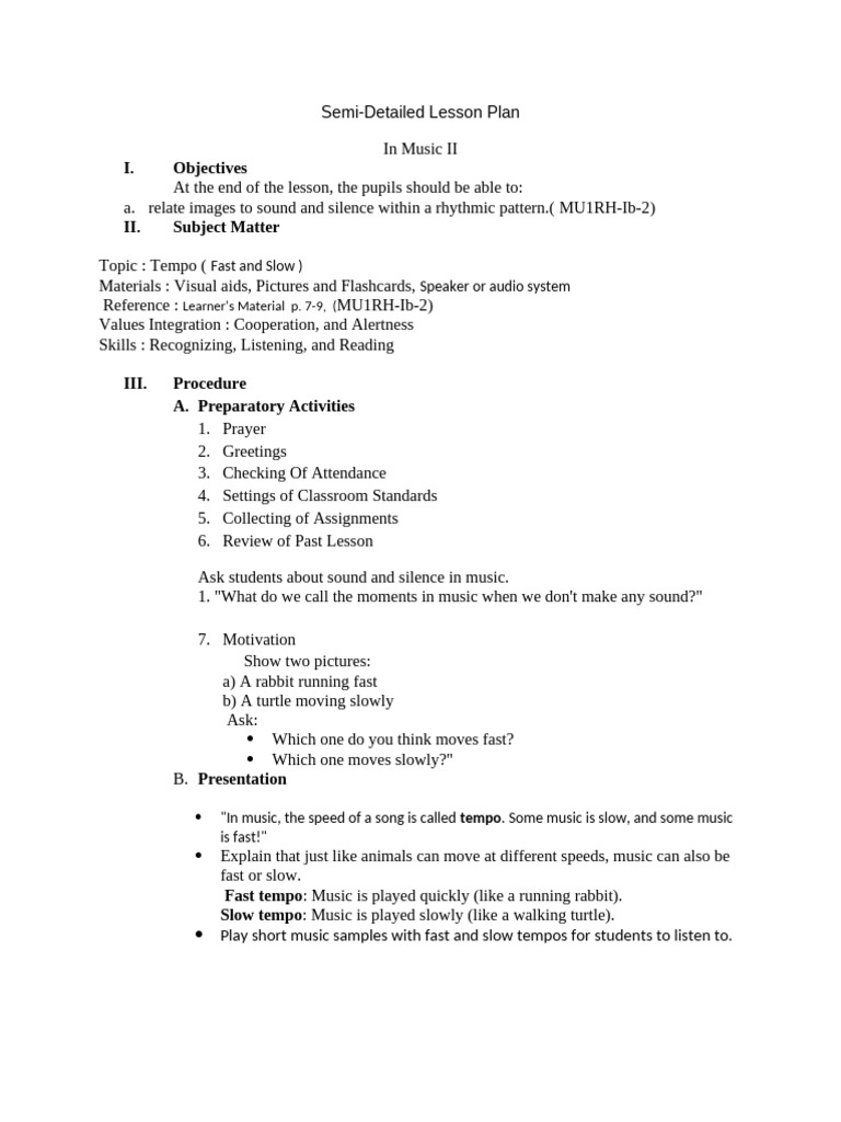 Music q2 w2 Day 1 | PDF | Lesson Plan | Learning