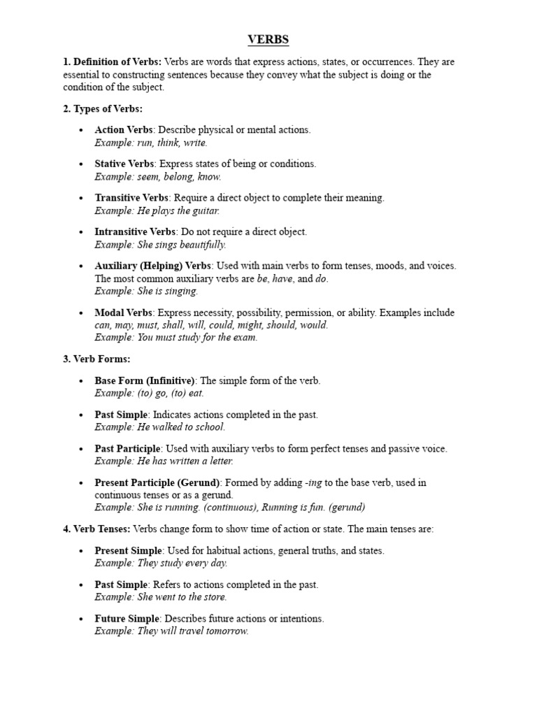 EFR_CAT II Materials_VERBS | PDF