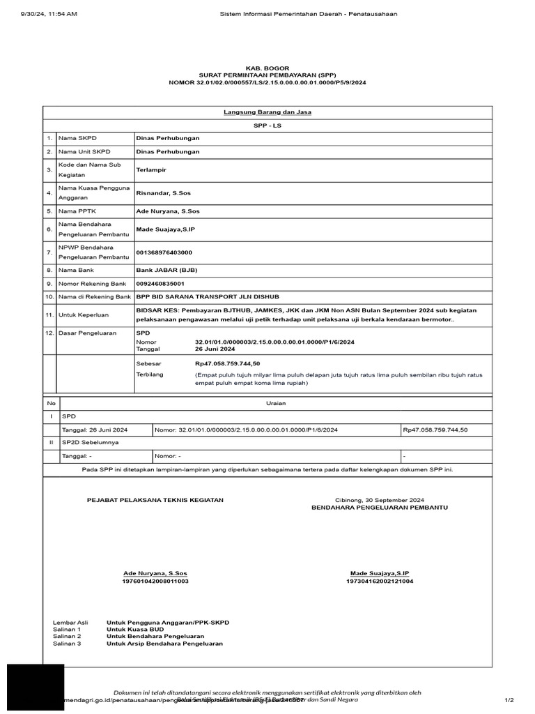 SPP Gaji NONASN - SEPT2024 PDF | PDF