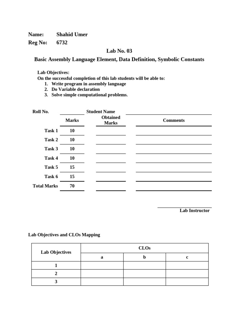 Coal Lab 3 (Shahid Umer 6732) | PDF