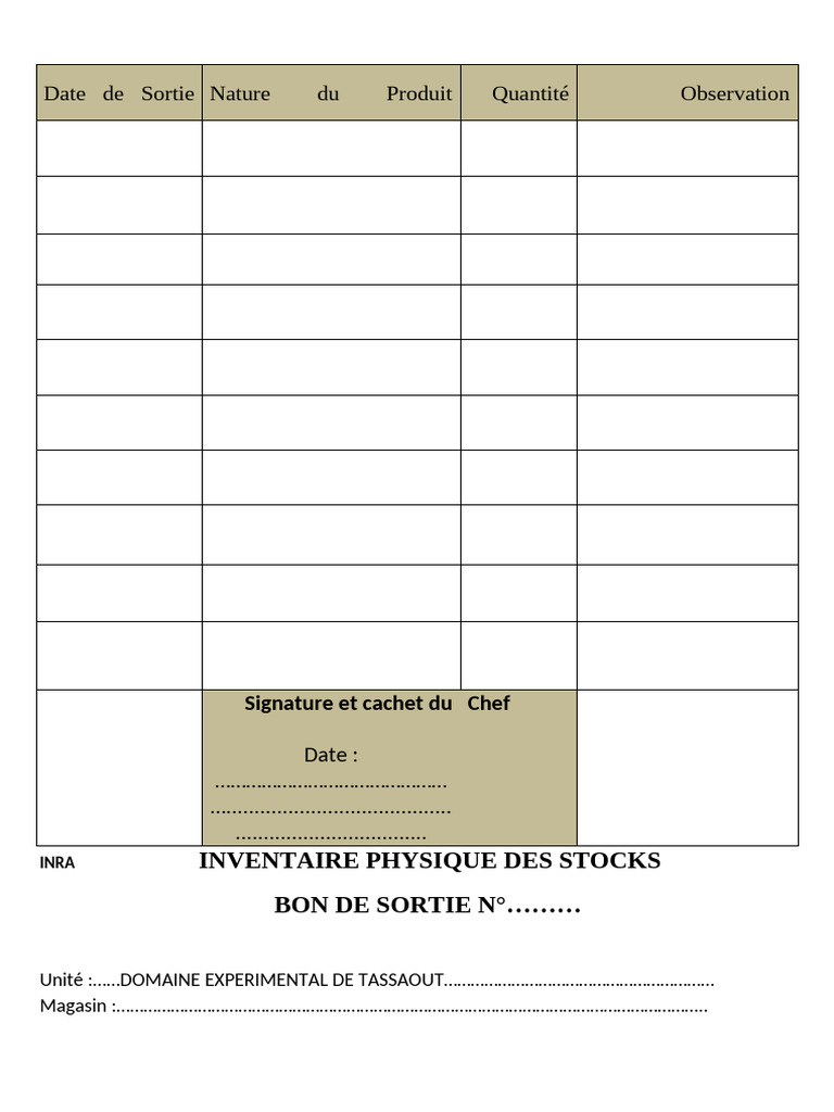 Bon de Sortie | PDF