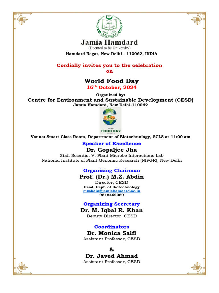 Invitation Card - World Food Day | PDF