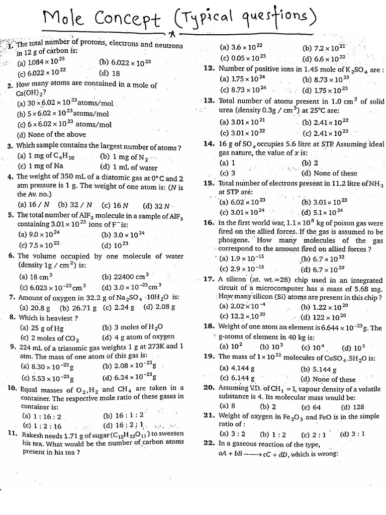Mole Concept (Typical Questions) by RCC | PDF