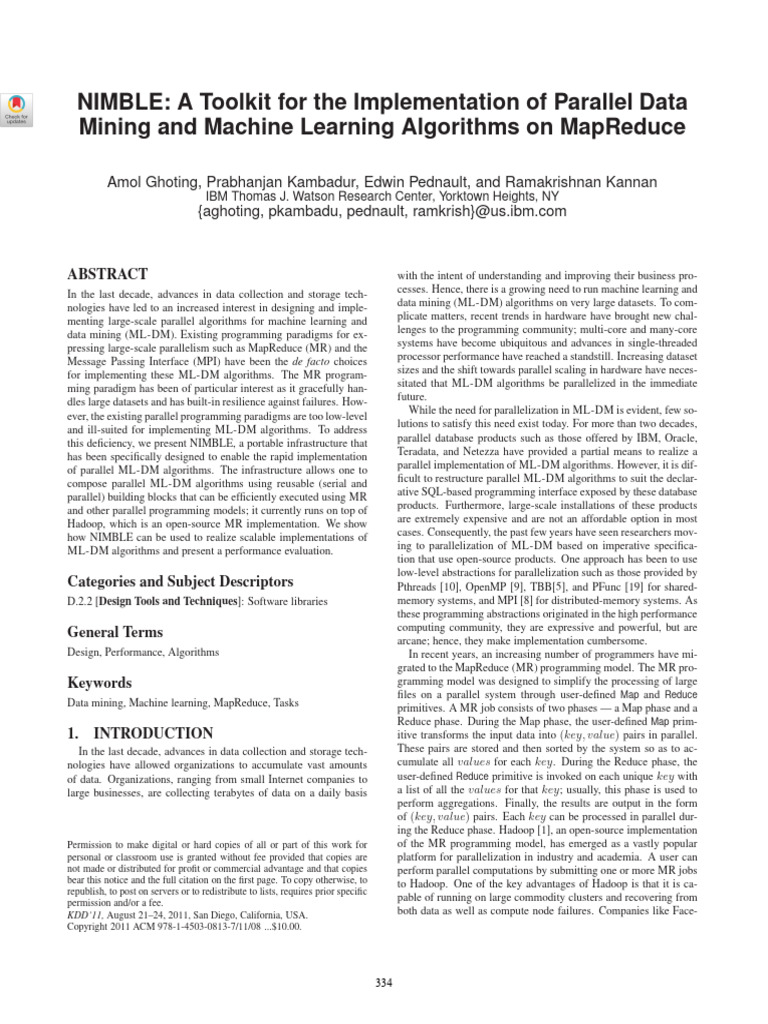 A Toolkit For The Implementation of Parallel Data Mining and Machine Learning Algorithms On ...
