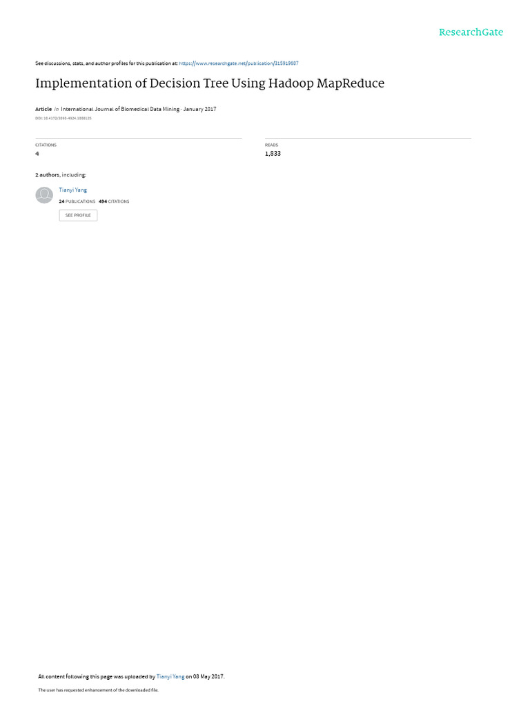 Implementation of Decision Tree Using Hadoop MapReuce | PDF