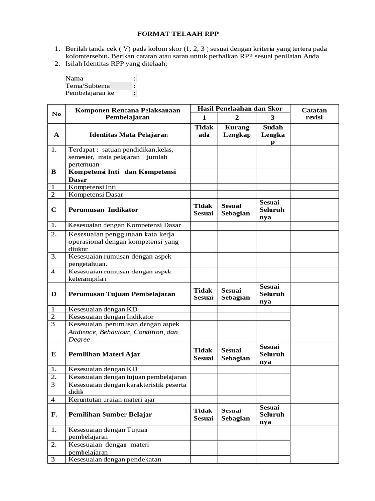 Telaah RPP | PDF