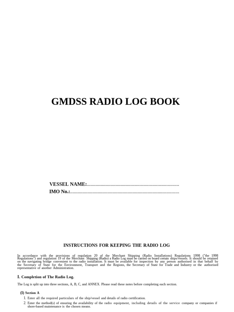 GMDSS-RADIO-LOG-BOOK - Revised | PDF