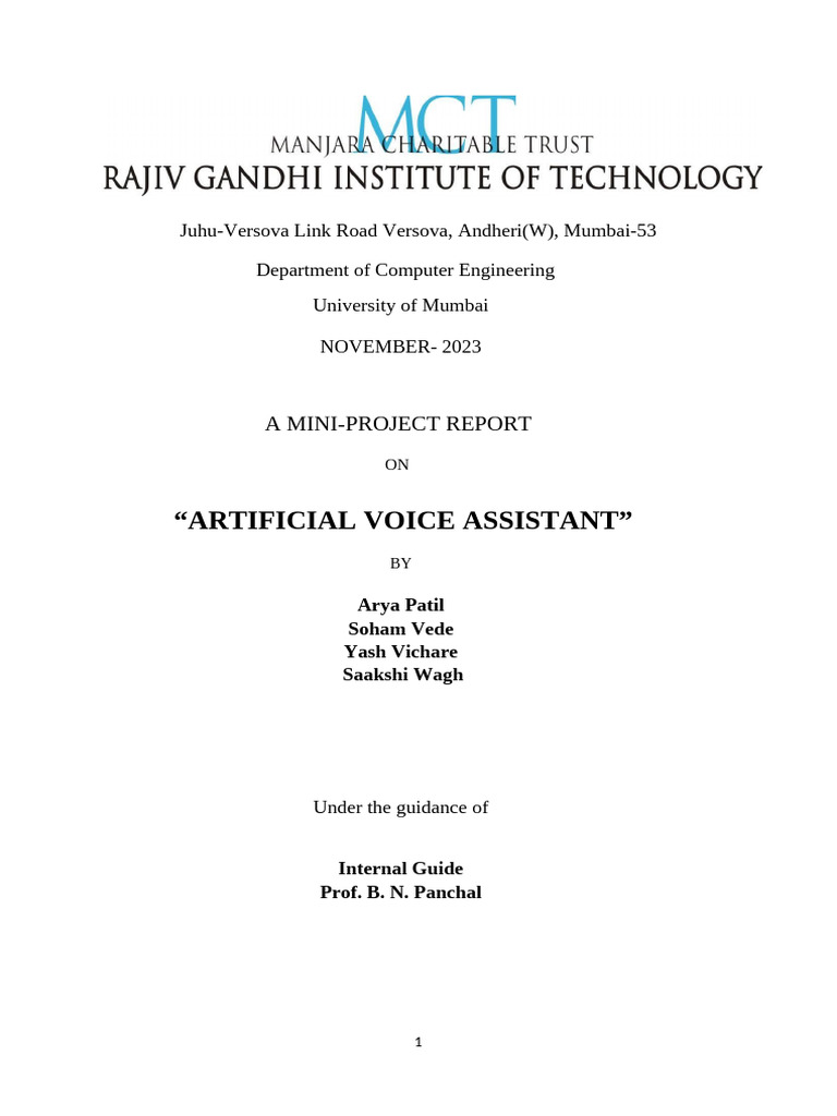 FINAL - MINI - PROJECT Report 2 ( | PDF | Speech Recognition | Speech Synthesis