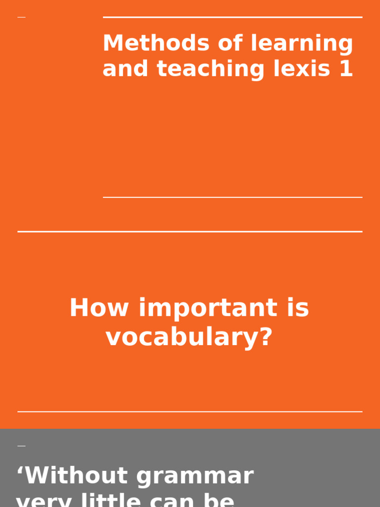 Methods of Learning and Teaching Lexis 1 | PDF