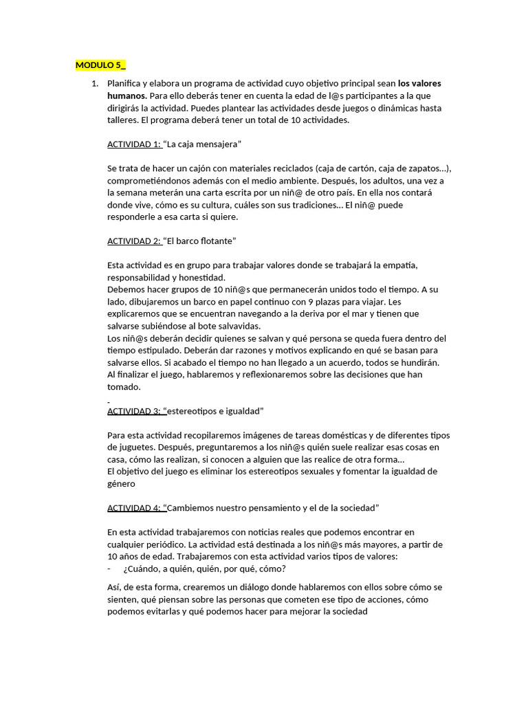 Modulo 5 (Respuestas) | PDF