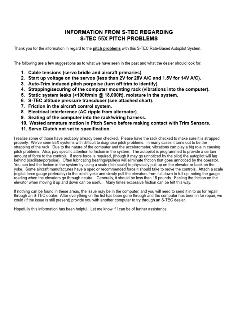 STEC-55X-Pitch-Problem-Troubleshooting | PDF