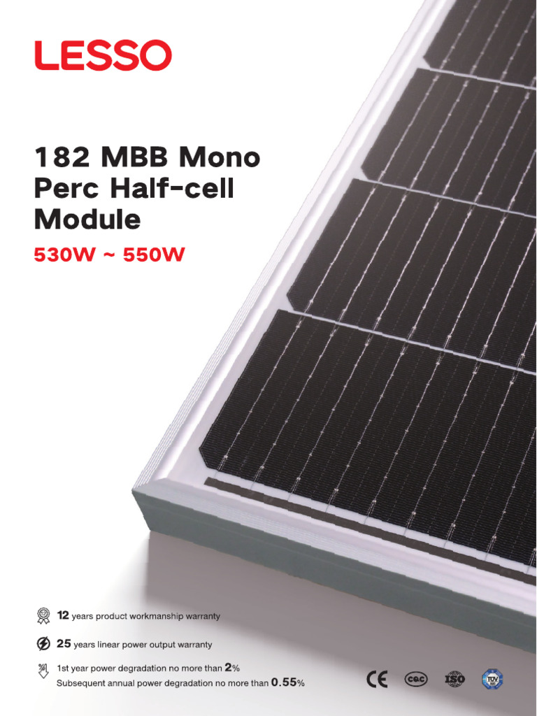 550W 182 MBB Mono Perc Half Cell Module | PDF