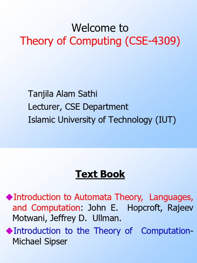 Introduction To Theory of Computation | PDF