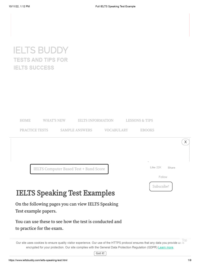 Full IELTS Speaking Test Example | PDF | International English Language ...