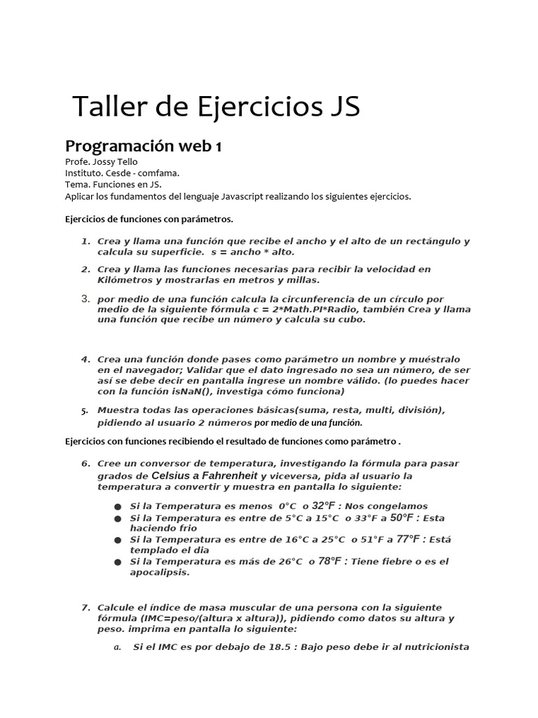 Taller#4 funciones JS | PDF