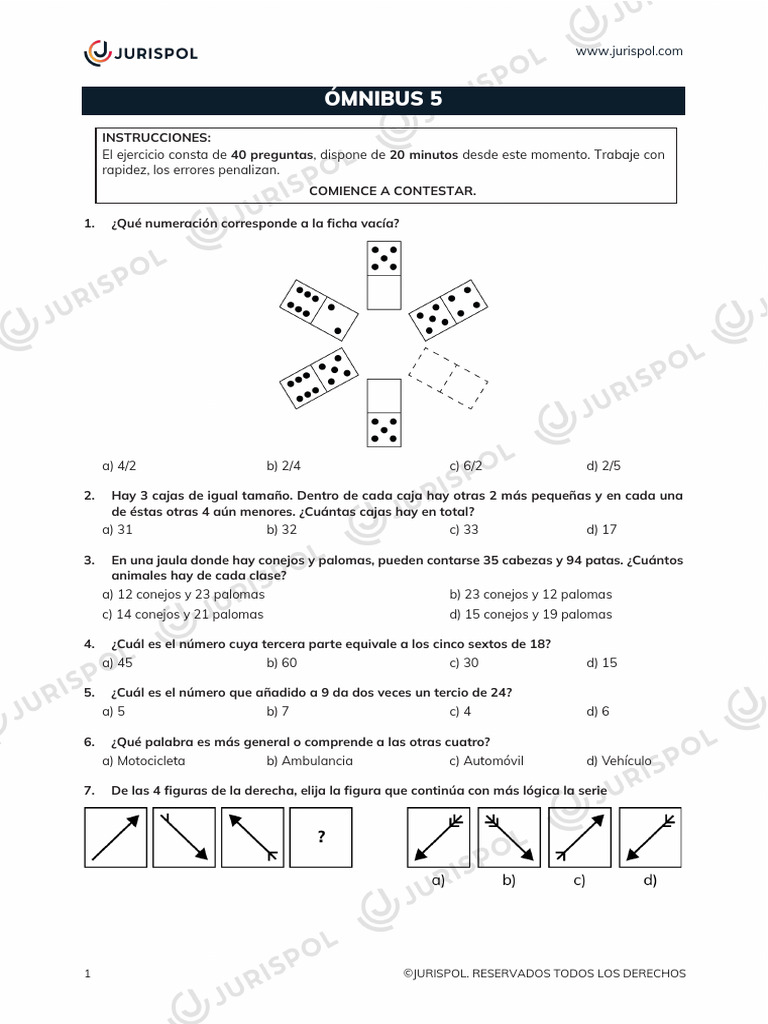 Uploads Psicotecnicos Omnibus 5 Soluciones | PDF