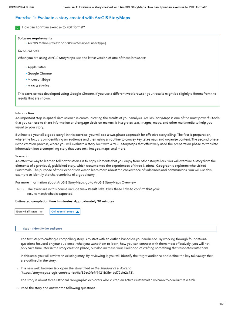 Evaluate a Story Created With ArcGIS StoryMaps | PDF