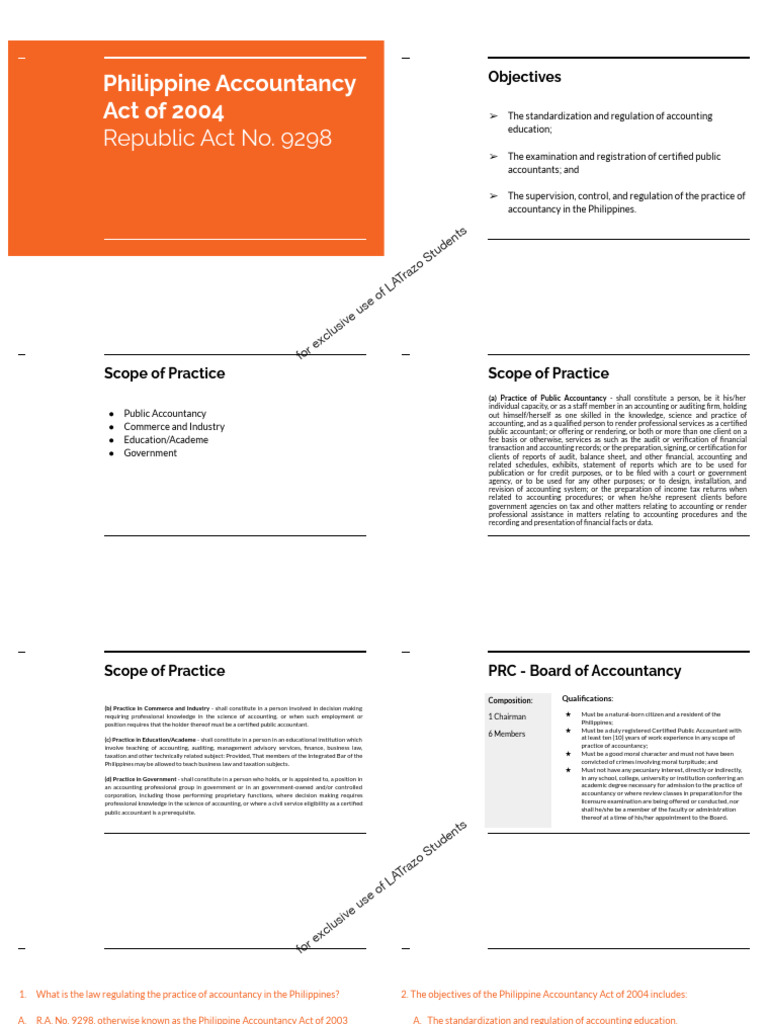 RA 9298 Phil. Accountancy Act of 2004 | PDF