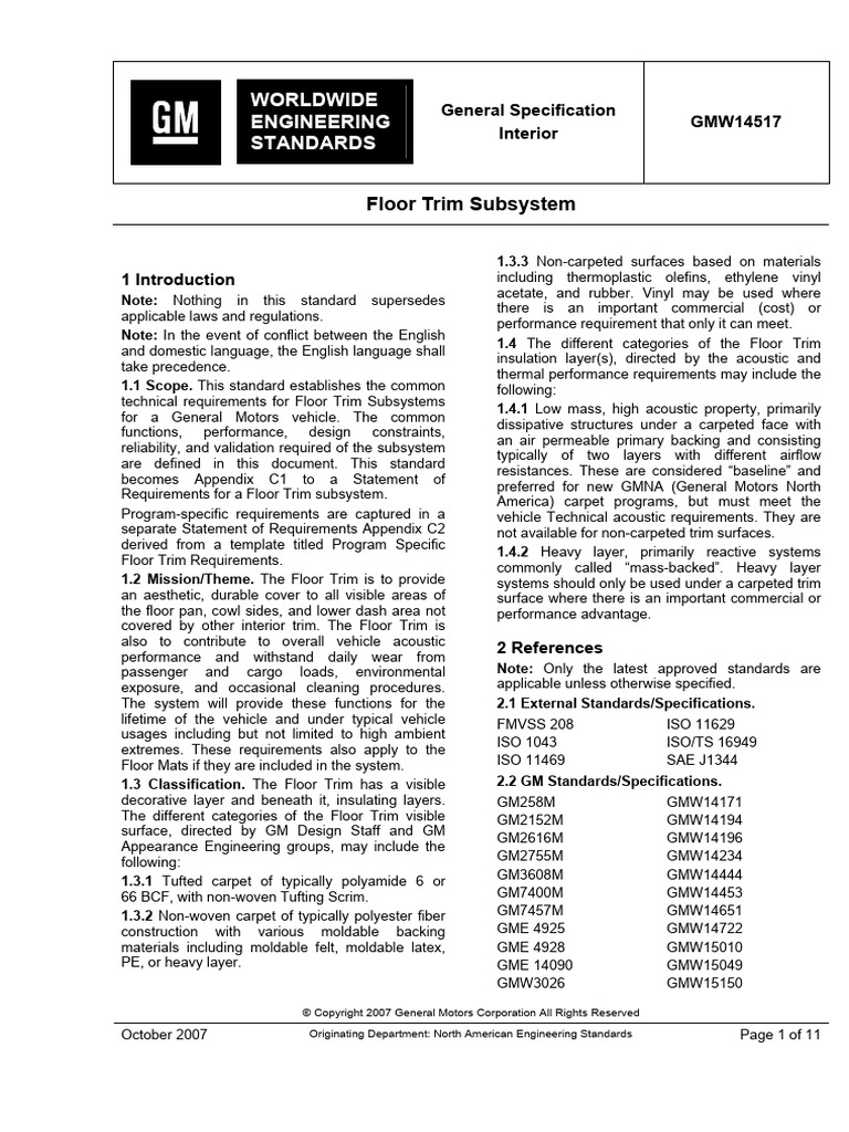 GMW 14517-07 ДЕЙСТВУЕТ | PDF
