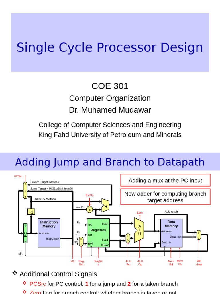 12 6e Mips Ch 3 Part 2 Single Cycle Processor Pdf