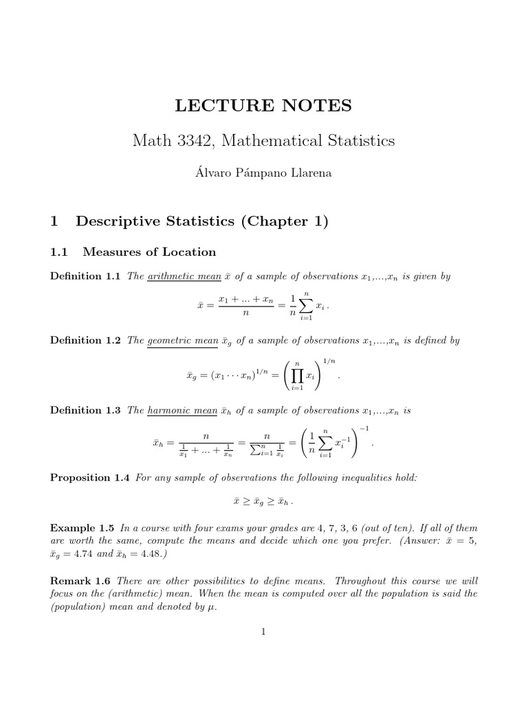 Math 3342, Mathematical Statistics | PDF