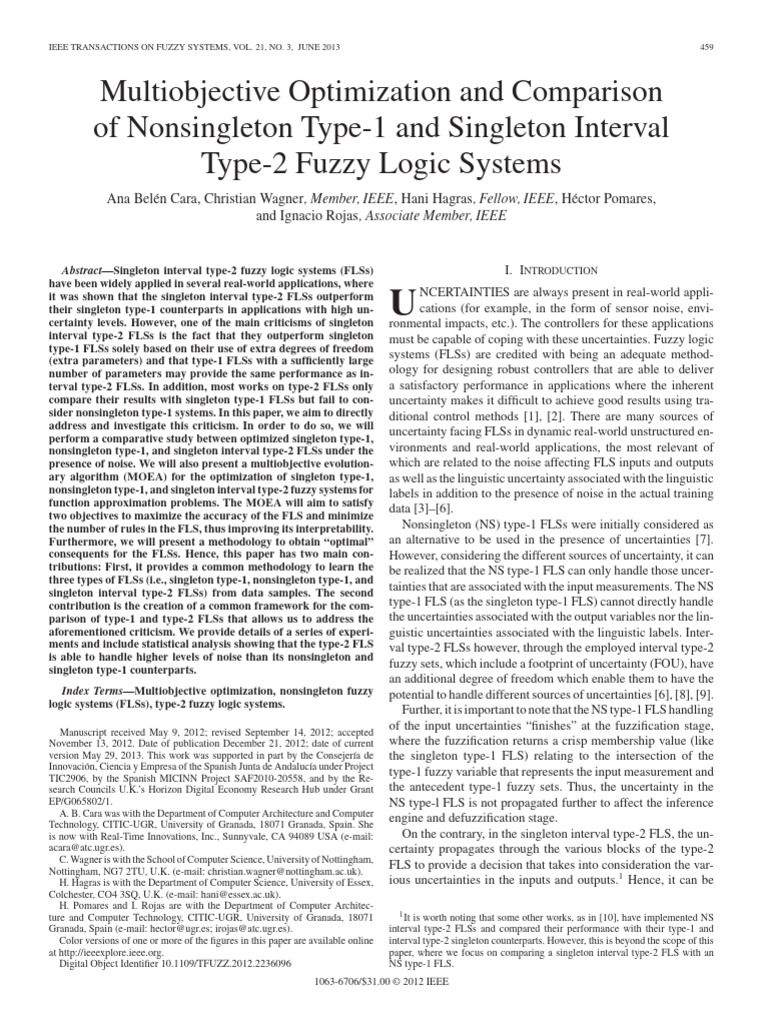 Multiobjective Optimization and Comparison of Nonsingleton Type-1 and Singleton Interval Type-2 ...