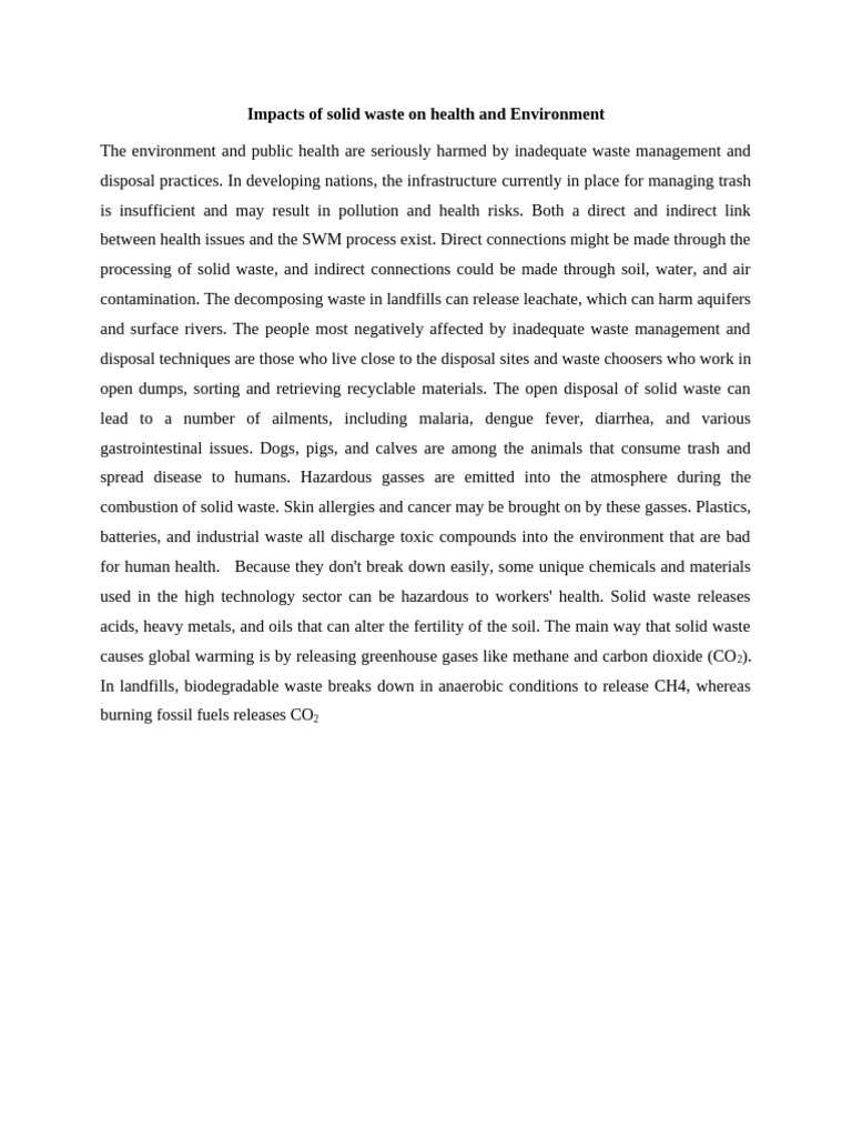 Environmental and Health Impacts of Solid Waste | PDF