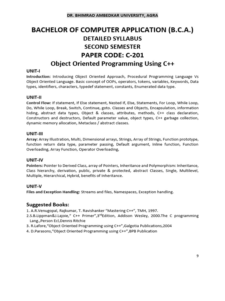 BCA 2nd Sem Syllabus | PDF