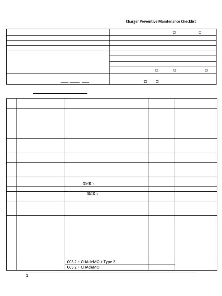 Exicom Tele-Systems: Harmony Charger Preventive Maintenance Checklist | PDF