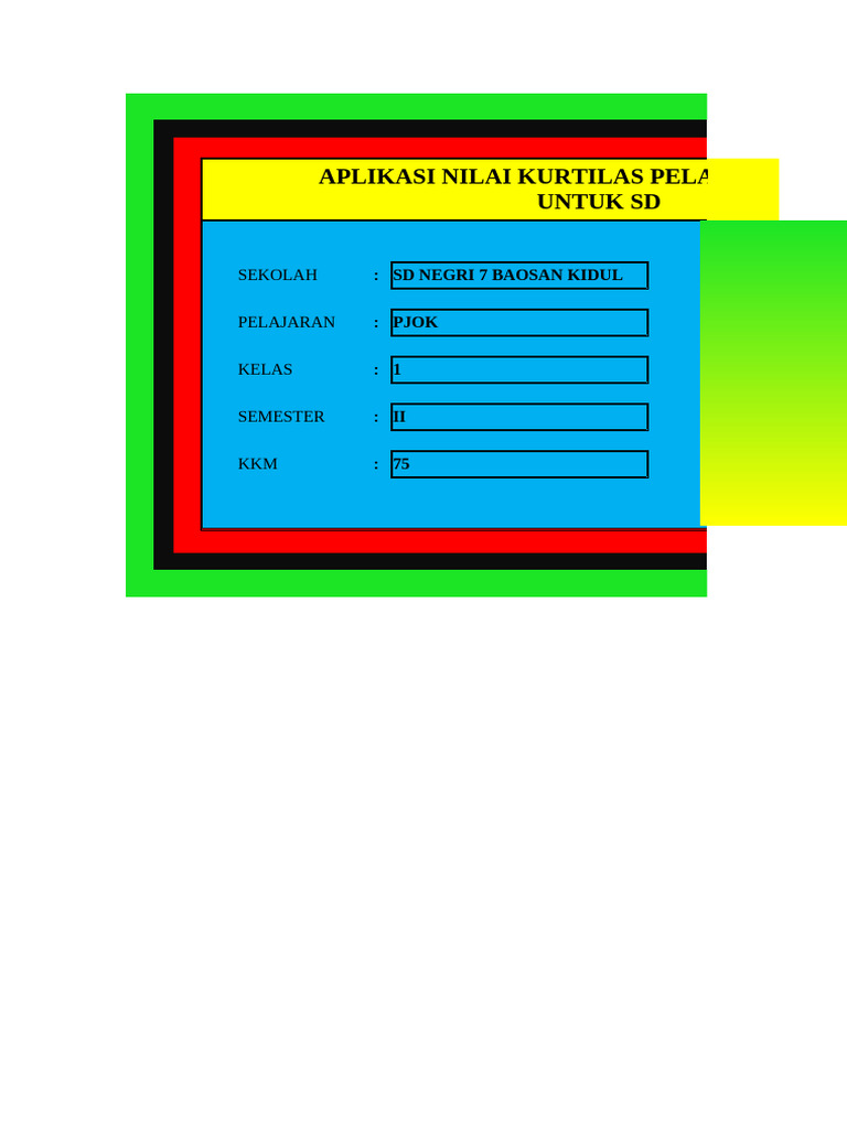 Aplikasi Nilai Rapor Pjok Sd Kelas 1 Smt 2 | PDF