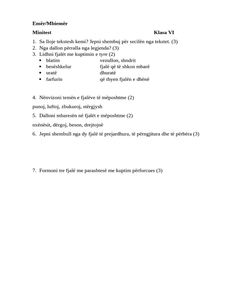Mini Test | PDF