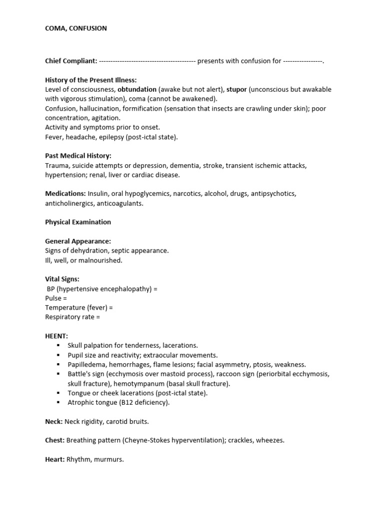 Coma and Confusion | PDF