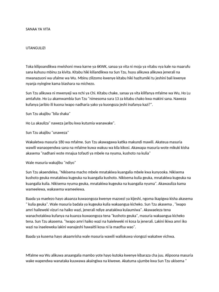 SANAA YA VITA-WPS Office | PDF