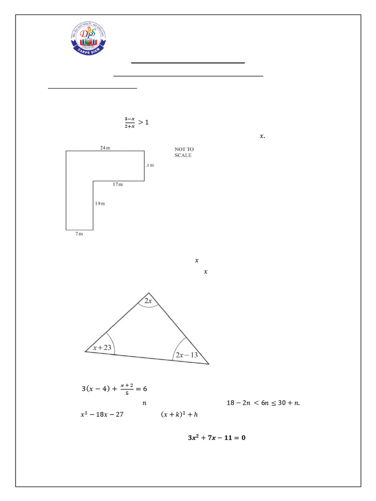 Dps International School: Subject: Mathematics | PDF