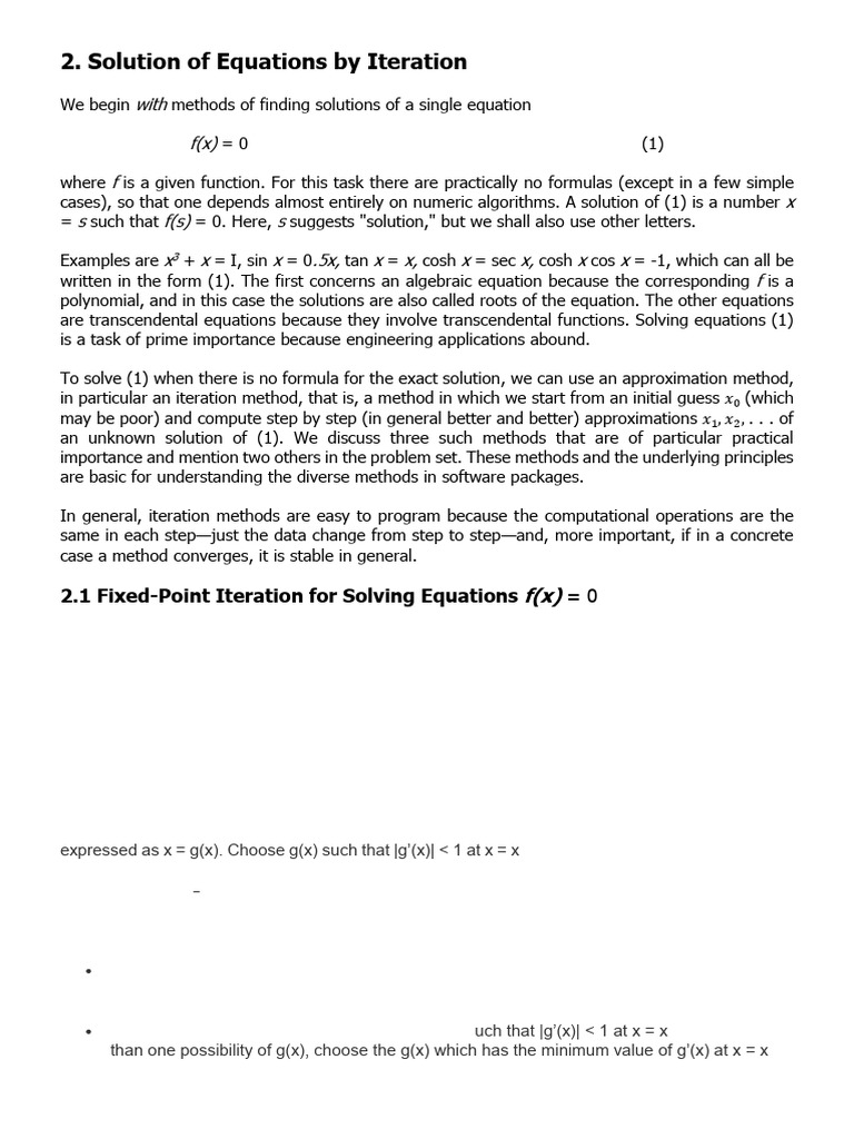 2 Solution of Equations by Iteration | PDF