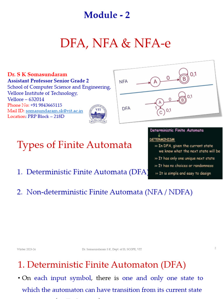 4-Deterministic Finite Automata (DFA) - 18-01-2024 | PDF