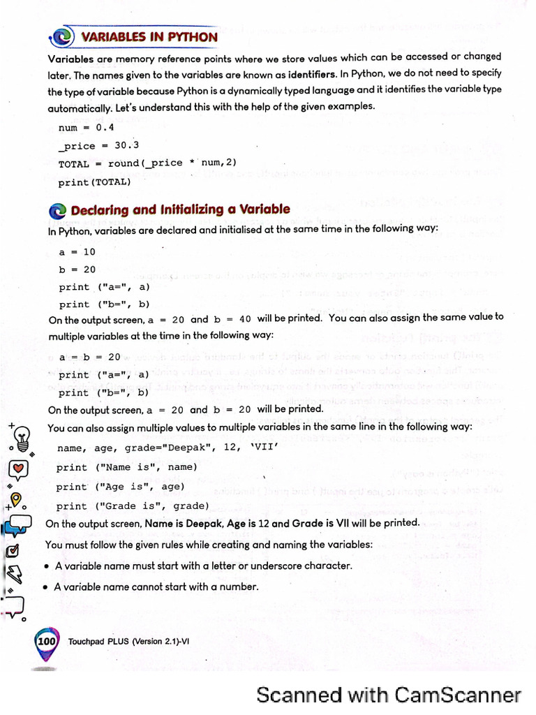 04-VARIABLES IN PYTHON | PDF