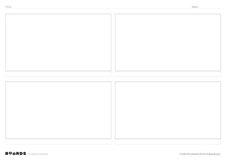 Blank Storyboard Template A4 4 Panel Horizontal | PDF