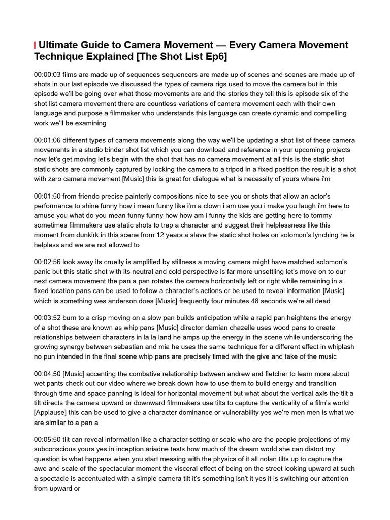 Ultimate Guide To Camera Movement - Every Camera Movement Technique ...