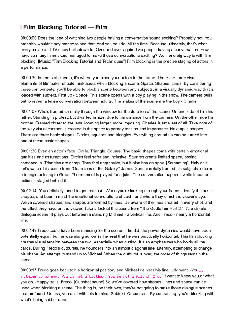 Film Blocking Tutorial - Film | PDF