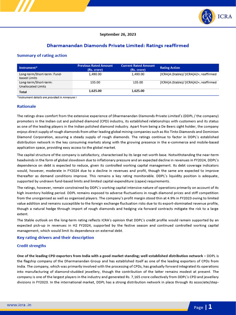 Dharmanandan Diamonds Private Limited | PDF