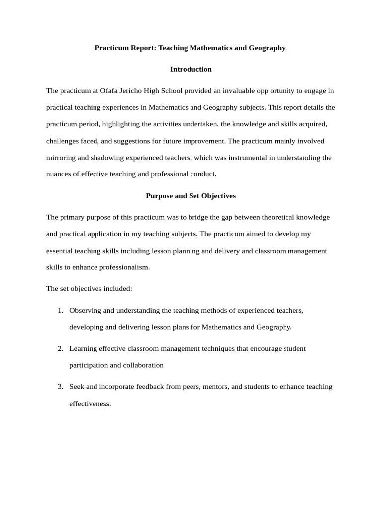 Practicum Report | PDF