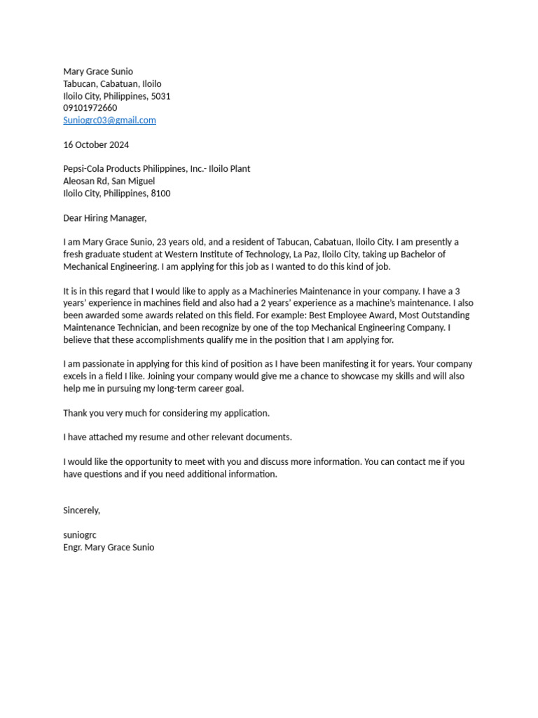 Application Letter_Full block | PDF