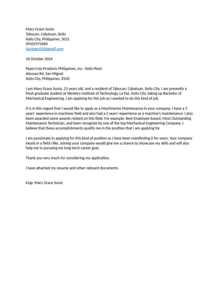 Application Letter - Simplified Block | PDF