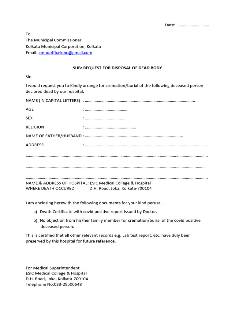 Disposal of Dead Body | PDF