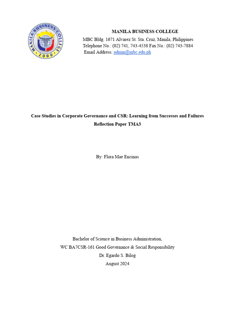 TMA3 - Encinas CSR - Learning From Successes and Failures | PDF