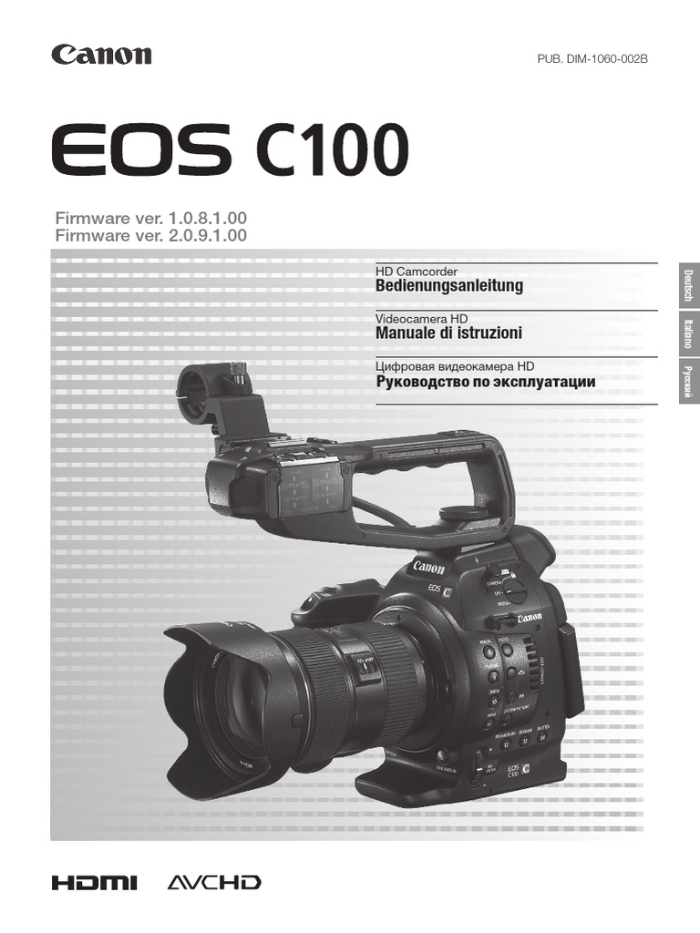 CANON EOS C100 Manuale Istruzioni | PDF