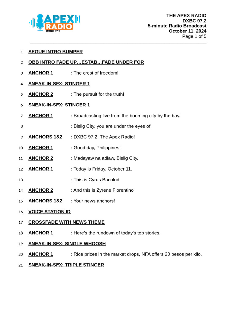 Apex Script 1011 | PDF