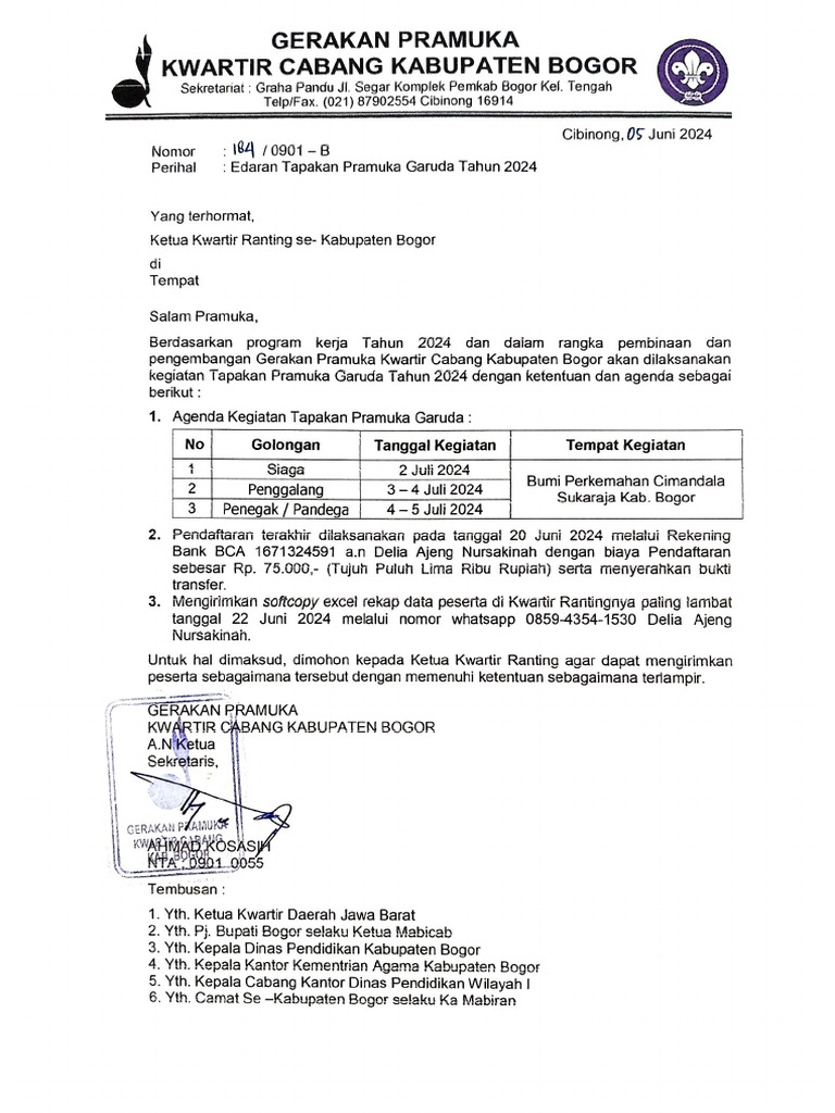 Edaran Tapakan Pramuka Garuda Tahap I Tahun 2024 | PDF Edaran Tapakan Pramuka Garuda Tahap I Tahun 2024 | PDF