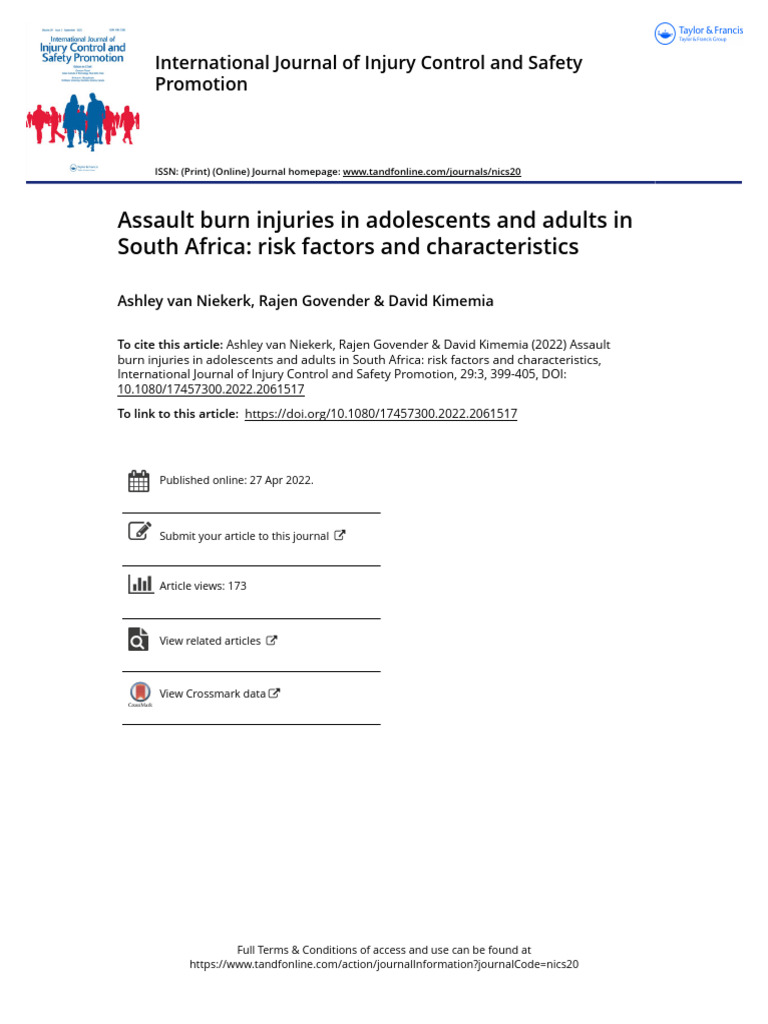 Assault Burn Injuries in Adolescents and Adults in South Africa Risk ...